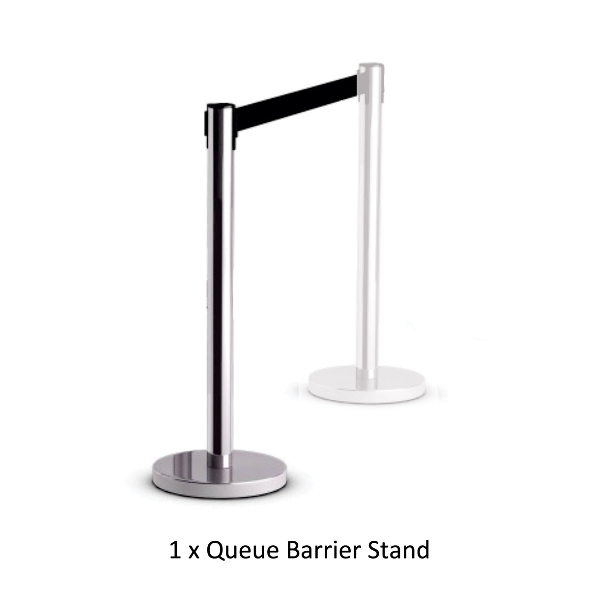Retractable Queue Barrier Chrome With Black Belt 910x 320mm – The ...