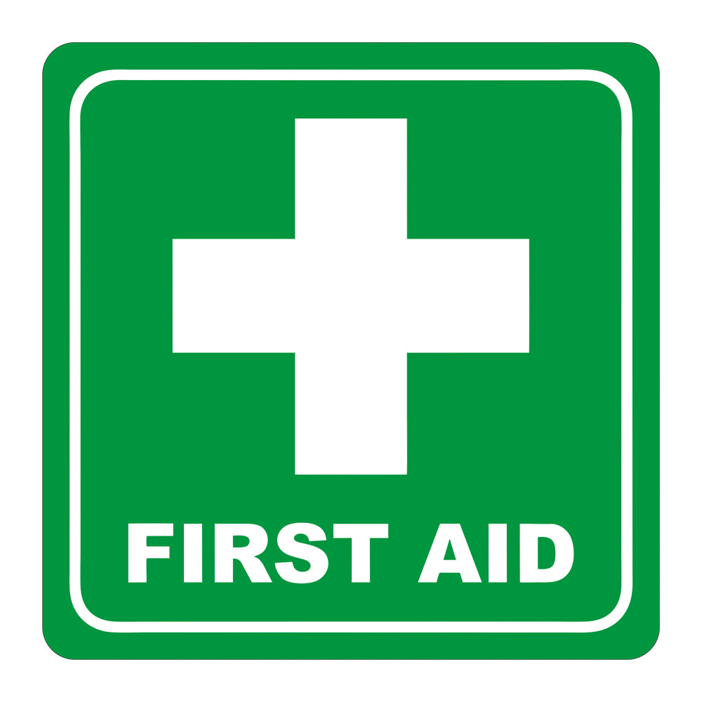 Green First Aid sign 150x150mm – The Whiteboard Shop