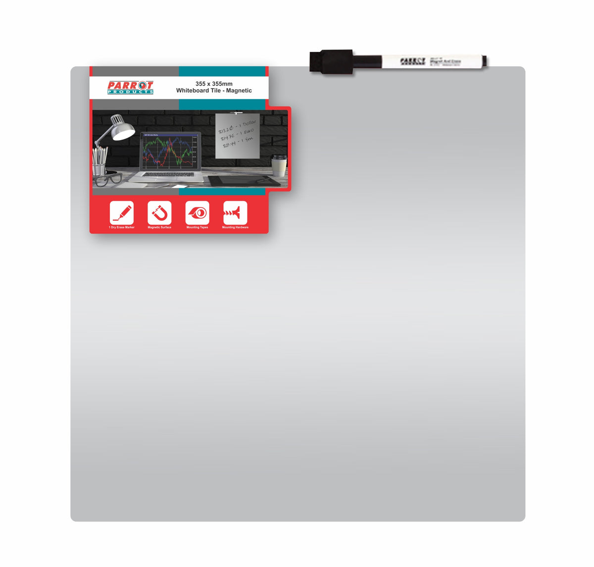Whiteboard Tile Magnetic 360x 360mm Silver – The Whiteboard Shop
